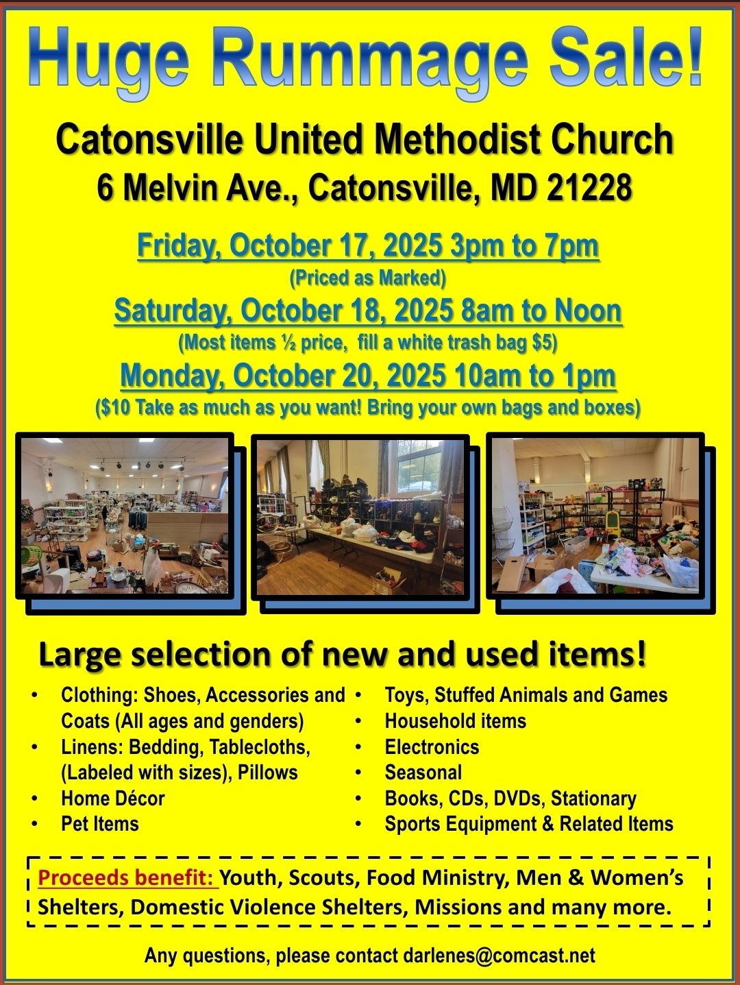 Fall Rummage Sale - Catonsville United Methodist Church